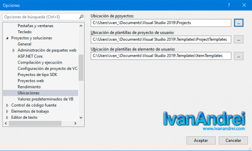 Cambiar ubicación de la carpeta Proyectos en Visual Studio 2019 - Iván ...