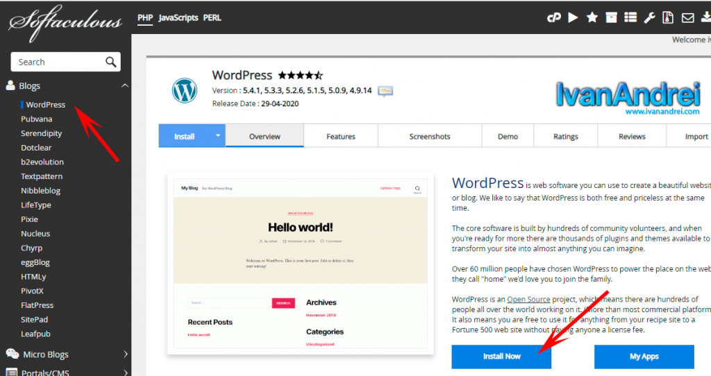 Como instalar Wordpress con Softaculous - Iván Andréi